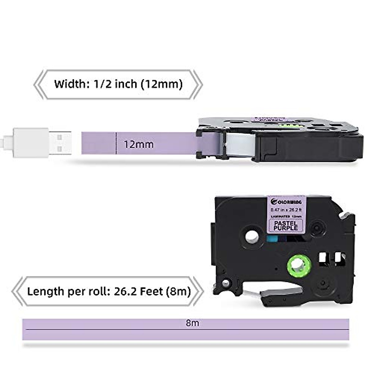 5-Pack TZe TZ Tape Compatible with Brother P Touch Label Tape 12mm 0.47 Inch Laminated(White,Berry Pink,Purple,Pink,Blue),for Ptouch PT-D210 H110 D600 D220 D410 Label Maker