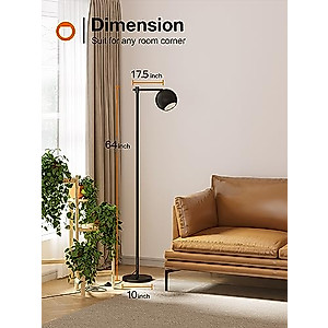 addlon Mid Century Modern Floor Lamp with Remote Control, 63 Inches Adjustable Black Globe Standing Lamp for Living Room,Antique Standing Lamp with Metal Shade for Reading Bedroom Office