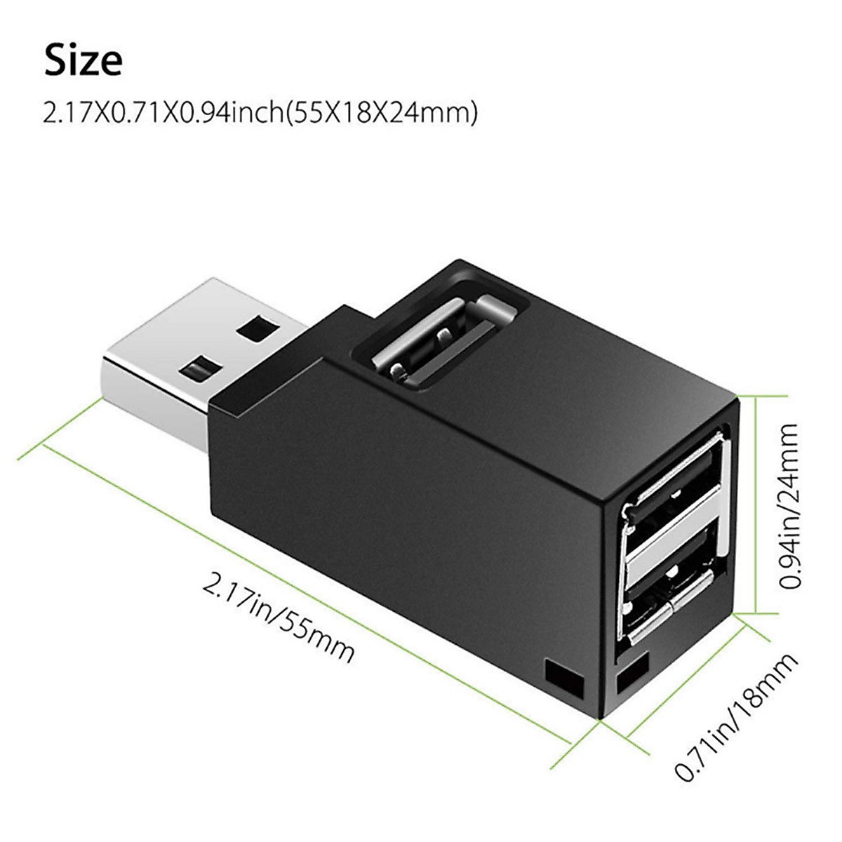 LIXINTIAN[2 Pack ] USB2.0 Splitter, 3-Port USB 3.0 Hub, for Notebook, USB Flash Drives, Mobile HDD, Laptop, PC - White Black