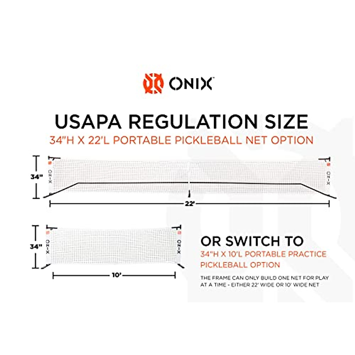 Onix Pickleball 2-in-1 Regulation-Size Portable Net and Practice Net Set Includes Carrying Case with Wheels