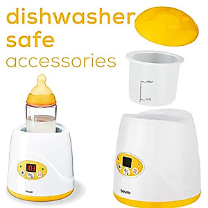 Beurer Baby Bottle Warmer & Food Warmer,BY52 | Portable 2-in-1 Heater with Keep Warm Function for Breast-Milk,Formula & Food | AVENT & NUK Bottles | with Lifter,LED Display,Safety Switch-Off & Cap