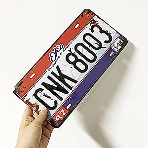 Panguru 2 Pieces Prop License Plates from Supernatural, Metal Stamped Number Tags, Movie Prop Vanity Plate, 12x6 inches