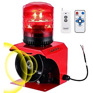 Saladulce Industrial Strobe Alarm Outdoor Alarm Siren and Strobe SF512 Emergency Warning Light Alarm 120dB with Remotes (AC110V) (AC 110V Without Plug)