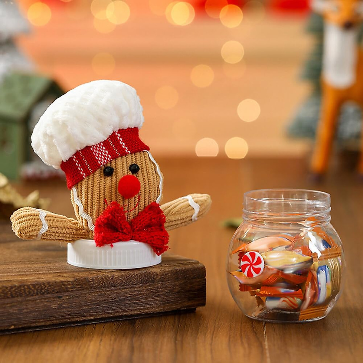 EUBUY 2Pcs Christmas Candy Jar with Gingerbread Man Shape Xmas Gingerbread Storage Organizer Xmas Cookie Jars Candy Box Christmas Party Snowman Container Gingerbread Decorations
