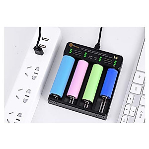 WISSBLUE 18650 Battery Charger 4port, 3.7v/1.2v 2A Fast Charger for 26650 18650 18490 18350 17670 17500 16340 14500 Li-Ion Batteries, RCR123A, Ni-MH Ni-Cd A AA AAA
