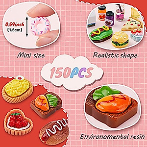 150 Pieces Miniature Food Dollhouse Miniature Food Drink Bottle Toy Assorted Pretend Foods Dollhouse Accessories Mixed Resin Kitchen Food Toy Hamburger Cake Ice Cream Pizza Bread for Adults Teenagers
