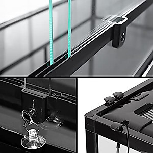 OIIBO Tall Reptile Terrarium 48" x 18" x 36" Full Tempered Glass Rainforest Reptile Tank, Vertical Terrarium Paludarium Tank with Top Screen Ventilation for Reptiles and Amphibians