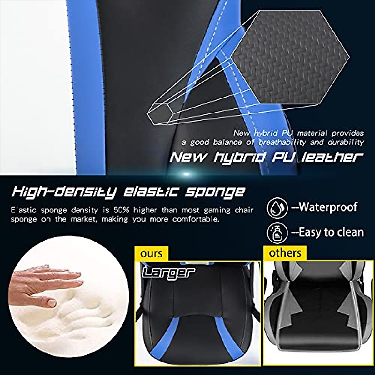 JOYFLY Gaming Chair, Gamer Chair for Adults Teens Silla Gamer Computer Chair Racing Ergonomic PC Office Chair （Blue）