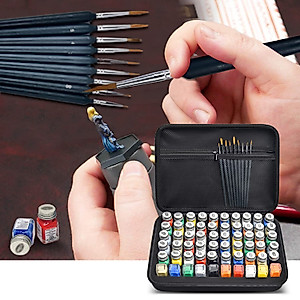 Model Paint Storage Case Compatible with Testors Paint Set, Paints Organizer Carrying Bag Holds 60 Bottles with 9 Fine Detail Miniatures Paint Brushes, Enamel Paint Container- Paint Not Included(Black, Large)
