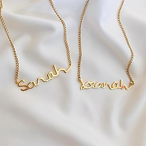Caitlyntrend Name Necklace Personalized, Minimalist Custom Name Necklace, 18K Gold Plated Nameplate Pendant Customized Jewelry Gifts For Women (Name Necklace 1)