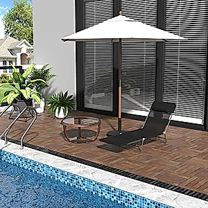 Outsunny Folding Chaise Lounge Pool Chairs, Outdoor Sun Tanning Chairs with Pillow, Reclining Back, Steel Frame & Breathable Mesh for Beach, Yard, Patio, Black