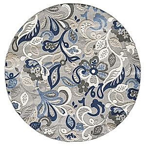 HomeRoots 2’ x 4’ Blue Gray Jacobean Floral Indoor Outdoor Area Rug