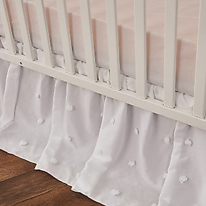 Brandream Gender Neutral Boho Bohemian Baby Girl Boy Nursery Crib Bedding Set - 6pc - Solid Color White Farmhouse Chic Unisex Pom Poms Design Soft Cotton