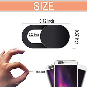 QYHOO Webcam Cover Slide 8 Pcs, 0.025 inch Ultra Thin Phone Computer Camera Privacy Protector Compatible for iPad, iPhone, Smartphone, Tablet, Laptop, PC, Computer, MacBook pro, iMac (8Pcs Black)