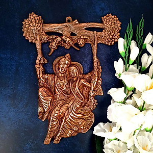 APKAMART Radha Krishna Jhula Wall Hanging -14.5 Inch Height - Metal Wall Showpiece For Wall Decor, Room Decor, Home Decor And Gifts