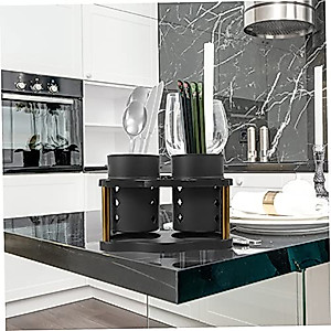 HEMOTON 6 pcs Silverware Kitchen Multi-function Steel Draining Flatware Chopstick Metal Double-grid Spoons Holder Fork Drain Chopsticks Tableware Utensil Stainless Crock Containers for