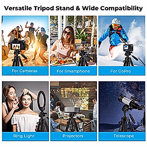 ZIKZOK 75 Inch Camera Tripod, Lightweight Travel Aluminum Cell Phone Video Tripod for DSLR/SLR/DV/GoPro/iPhone with Bag (Weight 2.8Lbs/Load 11Lbs)
