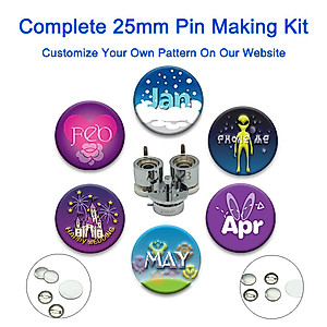 ChiButtons Button Maker Kit 25mm (1") Badge Press Machine-B400 + 25mm Round Die Moulds + 500 Set Button Components + Adjustable Circle Cutter (Black-New)