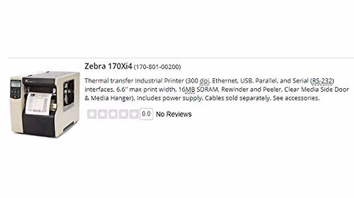 Zebra 170Xi4 Thermal Label Printer - Monochrome - 12 in/s Mono - 300 ...
