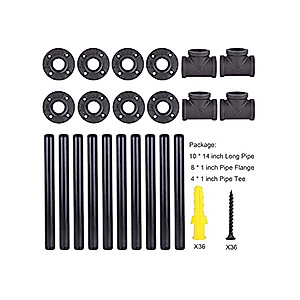 Niubid 28 Inch Industrial Pipe Table Leg Set - Iron Base LegsCoffee & End Tables, Desks, Nightstand - Vintage, Mid-Century Modern Aesthetic - Dark Grey Black Rough Pipes