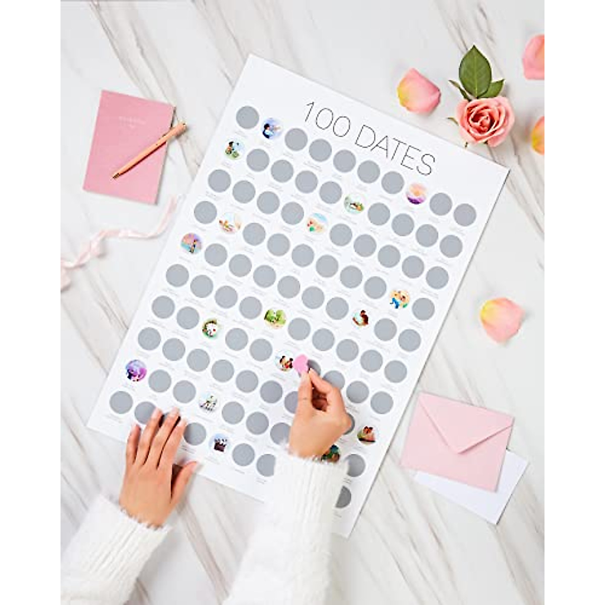 100 Dates Scratch Off Poster - Engagement Gifts, Gift for Her, Gifts for Her, Date Night, Anniversary for Couples, Date Night Ideas, Birthday Gifts for Women, Engagement, Wedding