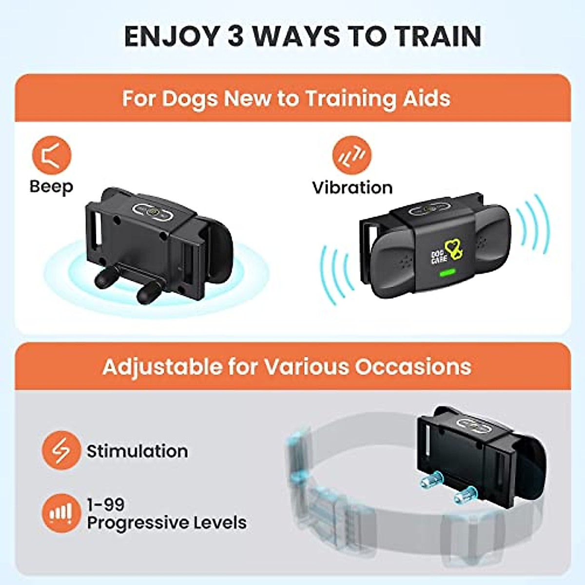 DOG CARE Dog Shock Collar with Remote, Dog Training Collars with 3 Modes, Waterproof Electronic Dog E Collar with 1500FT Remote, Keypad Lock for All Dogs