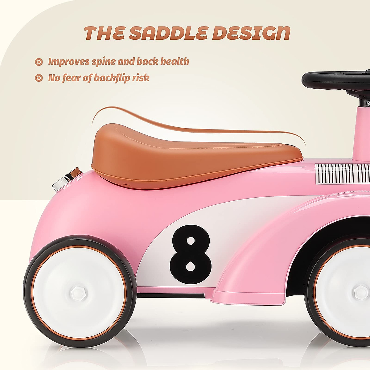 Toddler Car - JOYLDIAS Ride on Cars for Toddlers for 1.5-3 Years Old with Limited Steering Wheels, Secret Storage, Pink