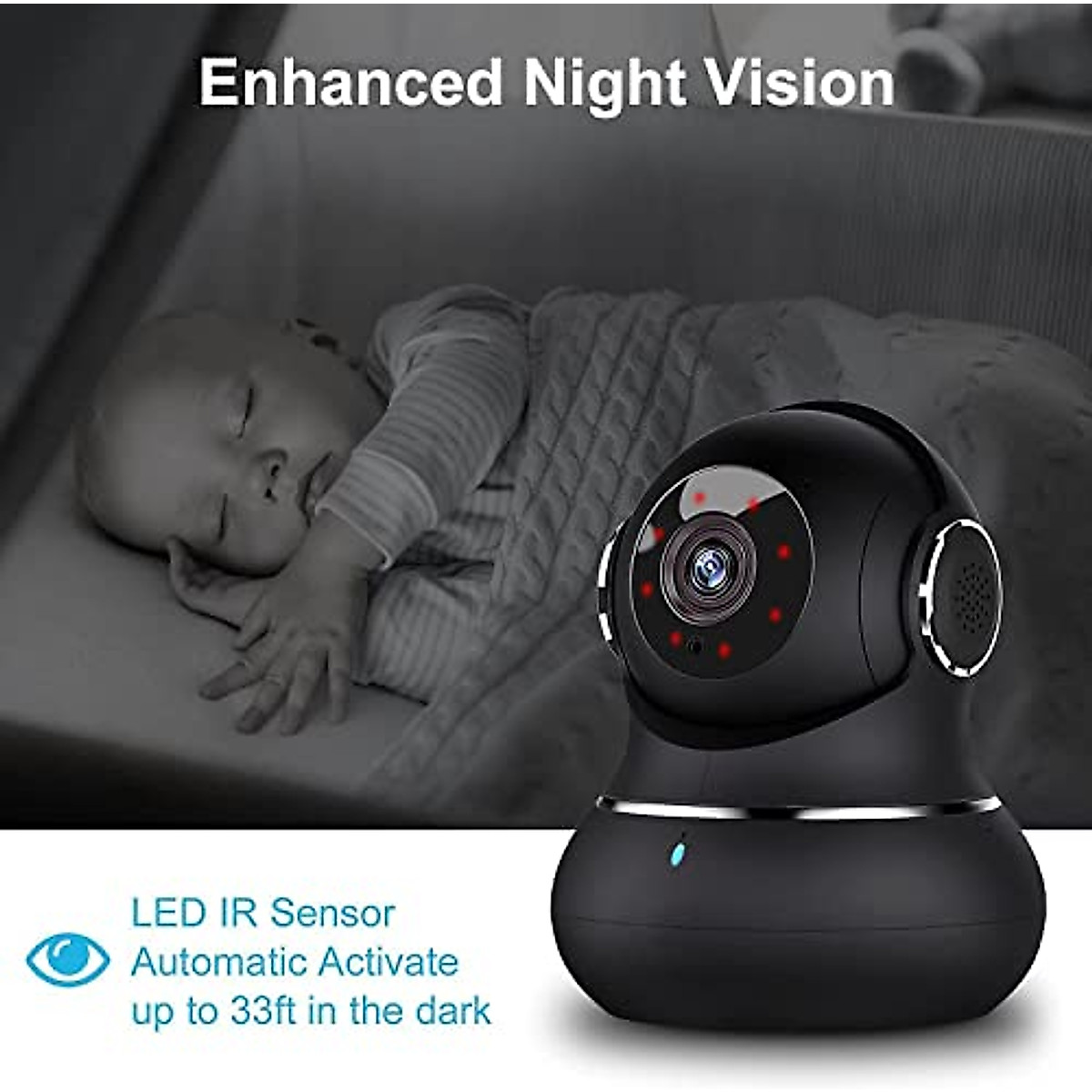 litokam Little elf Camera, 1080P Indoor Security Camera for Baby / Elder, Pet Camera with Motion Detection, Night Vision, 2-Way Audio, 360 Degree Wireless Camera, WiFi Camera Work with Alexa
