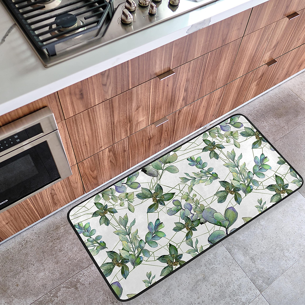 Eucalyptus Rug Eucalyptus Kitchen Rug Mint Green Anti Fatigue Mats for Kitchen Floor Sage Green Kitchen Mat Under Sink Mats Non Slip Soft Standing Mats Runner Carpet 39 X 20 Inch