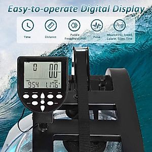 GYMAX Water Rowing Machine, Water Rower with Adjustable Resistance & LCD Display, Easy-Transportation Rower for Whole Body Exercise Cardio Training (Water Resistance)