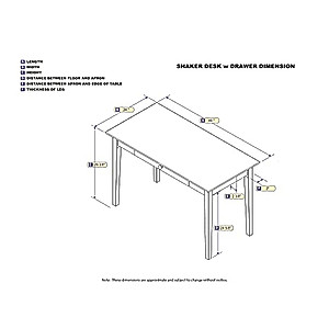 AFI Shaker Desk with Drawer, Brown