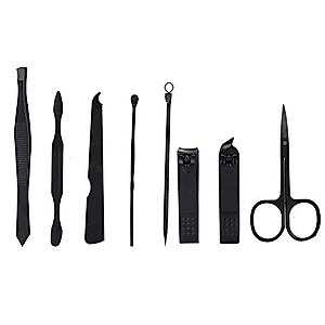 8pcs Manicure Set, Stainless Steel Material High Hardness Mens Grooming Kit, Eyebrow Scissors Nail Clipper Acne Needle Pedicure Kit, for Trim Nail Edge