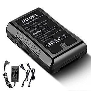OTREST 6600mAh V Mount Battery, BP-95W 14.8V 95Wh Rechargeable Li ion Battery with D Tap Output Charger and Cable for Video Broadcast LED Light Compatible with Sony BMPCC Camera Camcorder