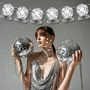 Yoomod Disco Party Decorations - Silver Disco Decor Flat Disco Ball Centerpieces for Party Table Decor 70s Disco Theme Birthday Party Favors Supplies (Not Ball)