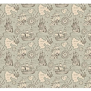 Stesha Party Nautical Wrapping Paper - Ocean Sea Map Gift Wrap - 30 x 20 Inch (3 Sheets)