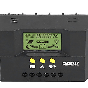 PWM Solar Charge Controller CM3024Z, CM3024Z Solar Charge Controller with LCD Display, Light Control + Delay Control Solar Controller, Compatible with 12V 24V(#3)