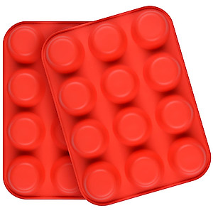 CAKETIME Silicone Muffin Pan, Regular 12-Cup Cupcake Pan for Baking 3-Pack Nonstick BPA Free