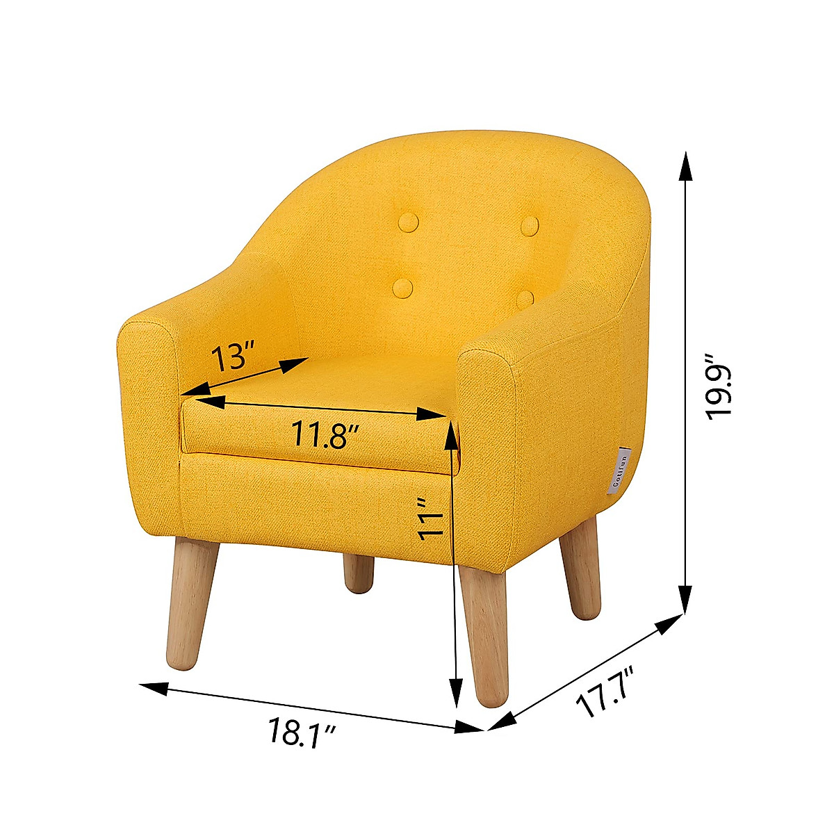 Getifun Single PVC Kids Sofa Chair, Toddler Sofa Couch with Wooden Legs, Children Armchair for Children Gift (Yellow)