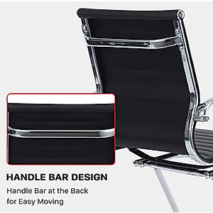 KLASIKA Office Guest Chair Leather Reception Without Wheels with Sled Base for Desk Conference Area Waiting Room Set of 1