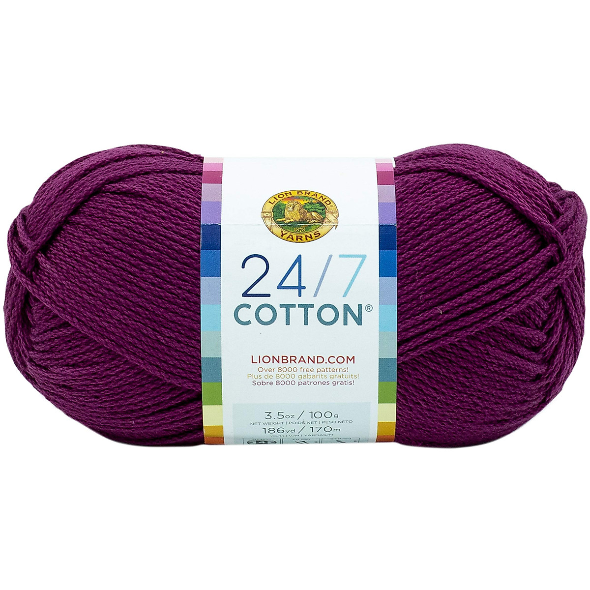 Lion Brand 24/7 Cotton Yarn Bundle (2 Skeins) - Dragonfly and Beets