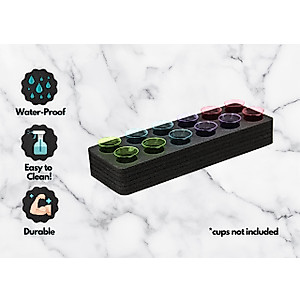 Polar Whale 2 Shot Glass Holders Organizer Modern Tray for Home Kitchen Bar or Club Party Durable Black Foam Serving Rack 14.5 Inches Each Holds 12 Shots