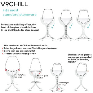 VoChill Stemmed Wine Glass Chiller | Smart & stylish | Radically cool wine tool – keeps wine perfectly chilled in your glass | Refreezable Chill Cradle actively chills (Quartz, Single VoChill)