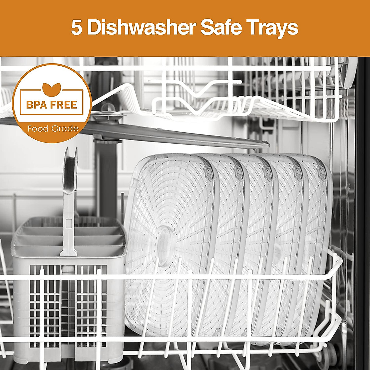 OSTBA Food Dehydrator, Dehydrator for Food and Jerky, Fruits, Herbs, Veggies, Temperature Control Electric Food Dryer Machine, 5 BPA-Free Trays Dishwasher Safe, 240W, Recipe Book Included