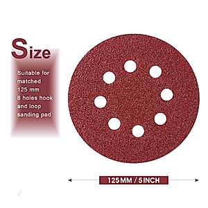 MIDO PROFESSIONAL ABRASIVE Sanding Disc 5-Inch 8-Hole 240 PCS 40 60 80 100 120 150 180 240 320 400 600 800 Grit Aluminum Oxide Sandpaper Hook and Loop Adhesive Sanding Disc for Random Orbital Sander