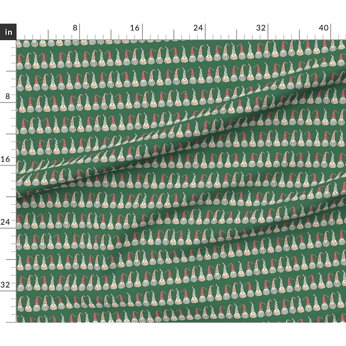 Spoonflower Fabric - Scandinavian Christmas Gnomes Green Stripes Holiday Santa Printed on Petal Signature Cotton Fabric by The Yard - Sewing Quilting Apparel Crafts Decor