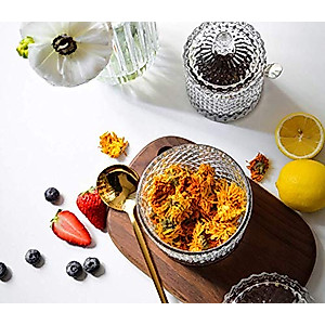 ericotry 1PCS 300m/10oz Crystal Glass Candy Dish with Crystal Lid Candy Box Sugar Bowl Tin Biscuit Barrel Decorative Candy Jar (Glazed)