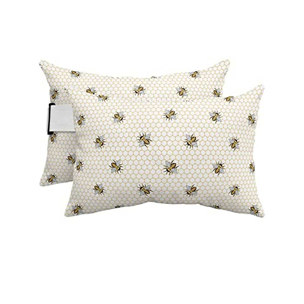 Recliner Head Pillow Ledge Loungers Chair Pillows with Insert Bees Yellow Honeycomb Texture Lumbar Pillow with Adjustable Strap Outdoor Waterproof Patio Pillows for Beach Pool Chair, 2 PCS