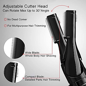 HAMTOD Eyebrow Trimmer, Electric Eyebrow Razor Battery-Operated Facial Hair Remover with Pivoting Head Eyebrow Trimming for Men with Comb, face shavers ,Painless for Face Chin Neck, Upper-Lip