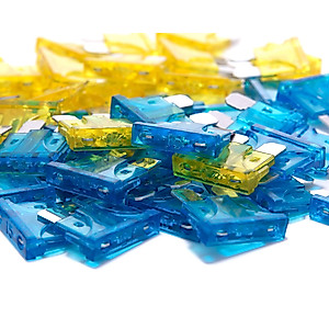 Ginsco 130 Pcs Blade Fuses Assortment Kit Standard Regular Size 2A 3A 5A 7.5A 10A 15A 20A 25A 30A 35A 40A with Puller for Car RV Truck Marine Boat Motorcycle Bus