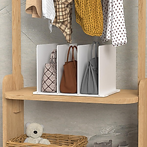 Noleja Purse Organizer for Closet,Adjustable Clear Shelf Dividers Purse Bag Divider for Closet Organizer, Plastic Handbag Organizers for Closets Purse Storage Organizer (2park, White 4 layer)